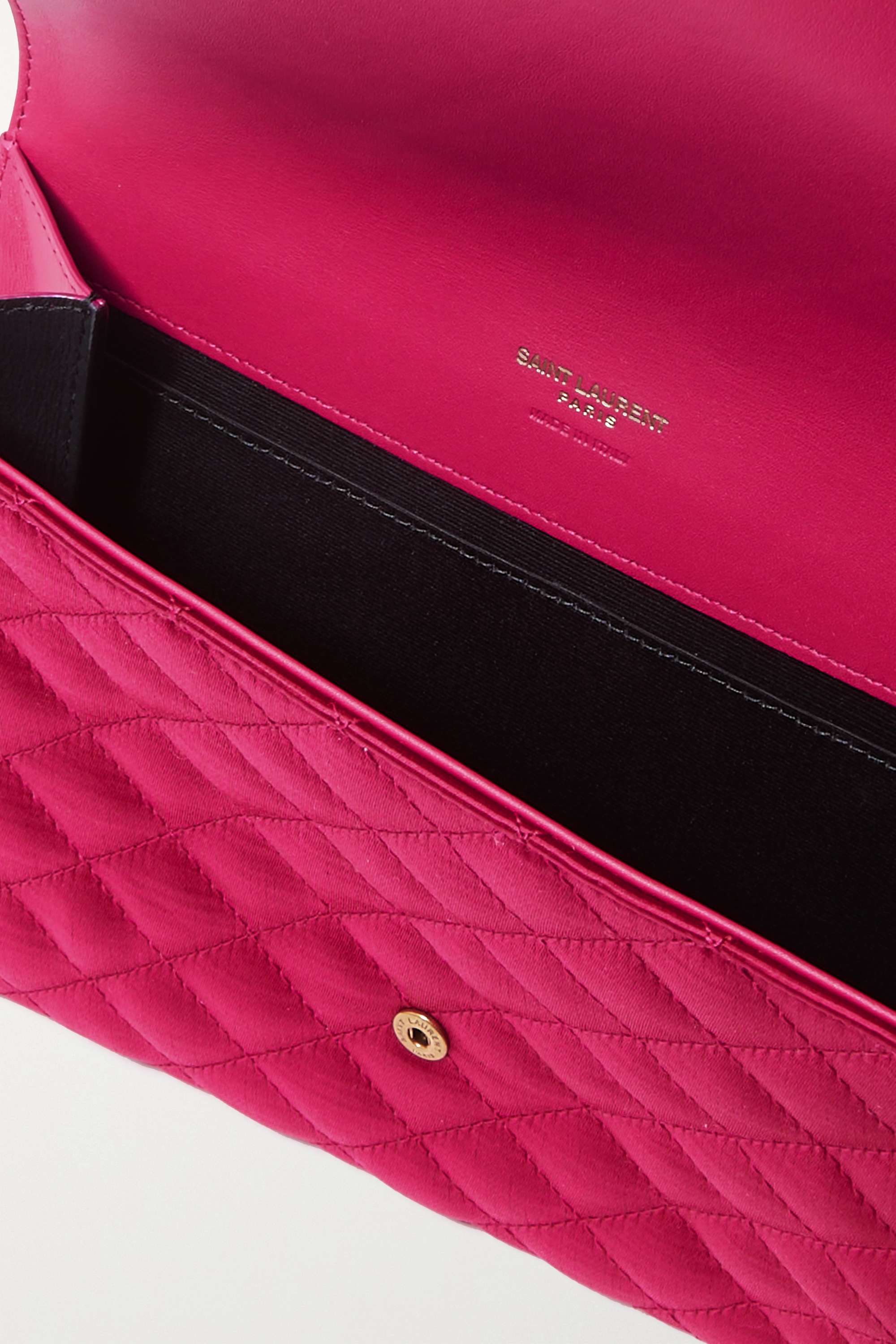 SAINT LAURENT Envelope matelassé duchesse-satin clutch - lushenticbags
