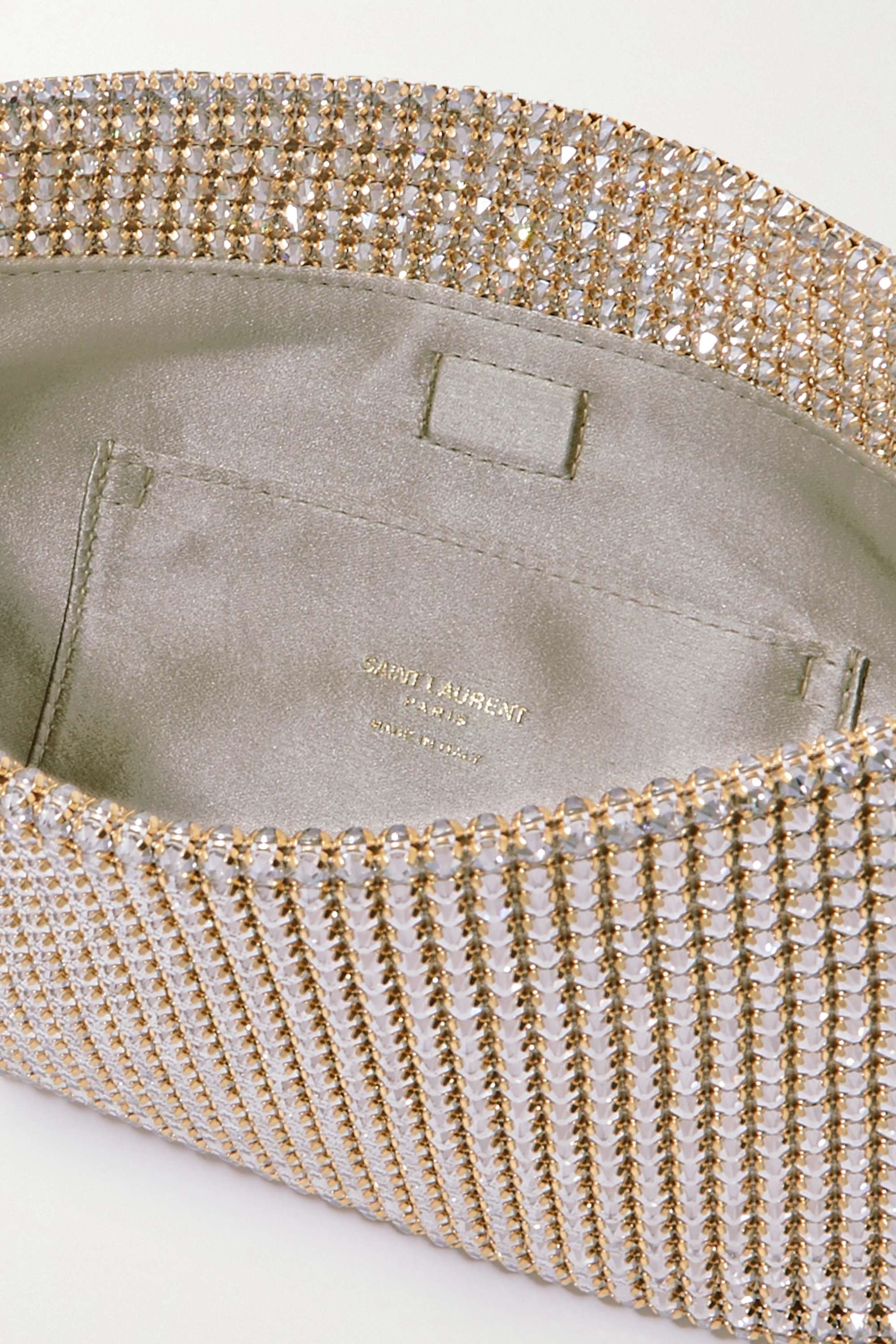 SAINT LAURENT Suzanne crystal-embellished satin shoulder bag ...